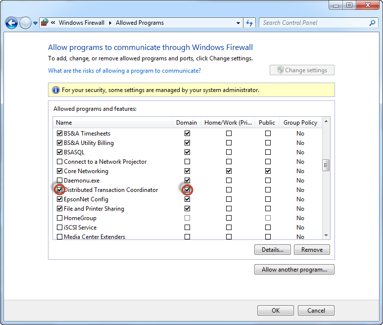 Windows Firewall Settings for BS&A Applications in Windows 7 - BS&A Software